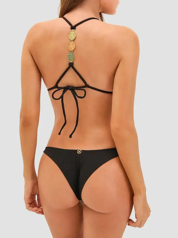 VIX PAULA HERMANNY Petra Embellished T-back Triangle Bikini Top