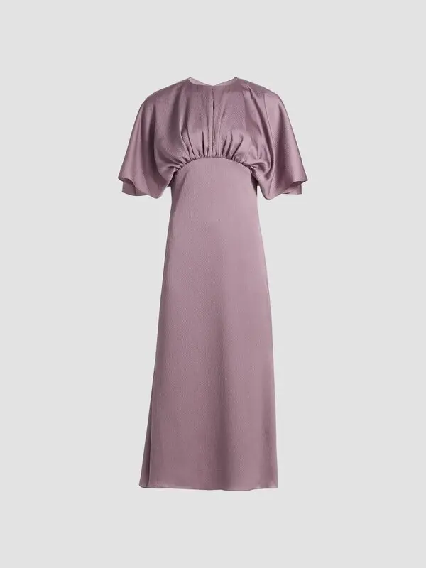 Amsale Satin Flutter-sleeve Midi-dress