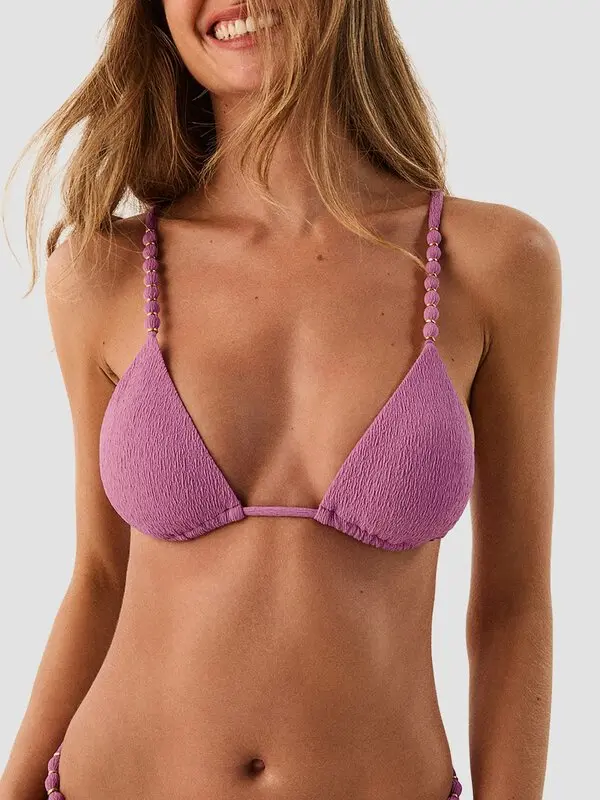 VIX PAULA HERMANNY Beads Triangle Parallel Bikini Top - Pink