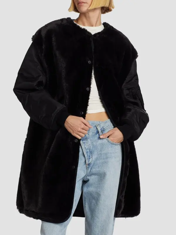 Junya Watanabe Mixed-media Faux-fur Oversized Coat