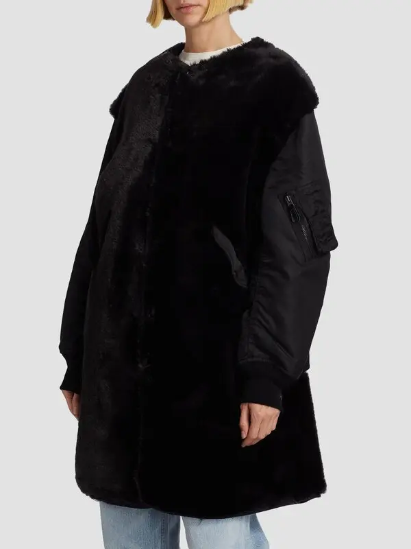 Junya Watanabe Mixed-media Faux-fur Oversized Coat