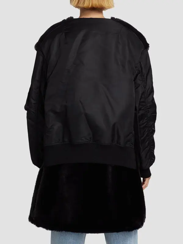 Junya Watanabe Mixed-media Faux-fur Oversized Coat