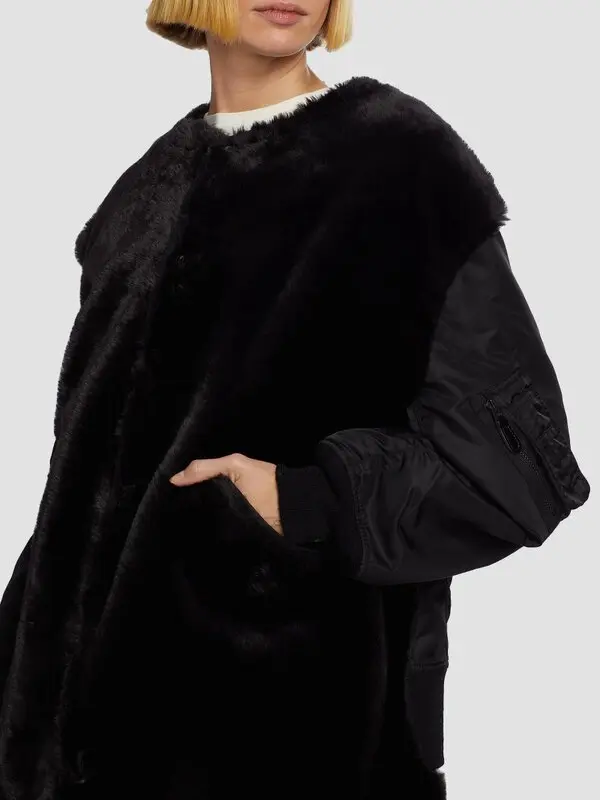 Junya Watanabe Mixed-media Faux-fur Oversized Coat