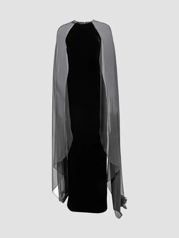 Carolina Herrera Chalet Sheer-cape Column Gown