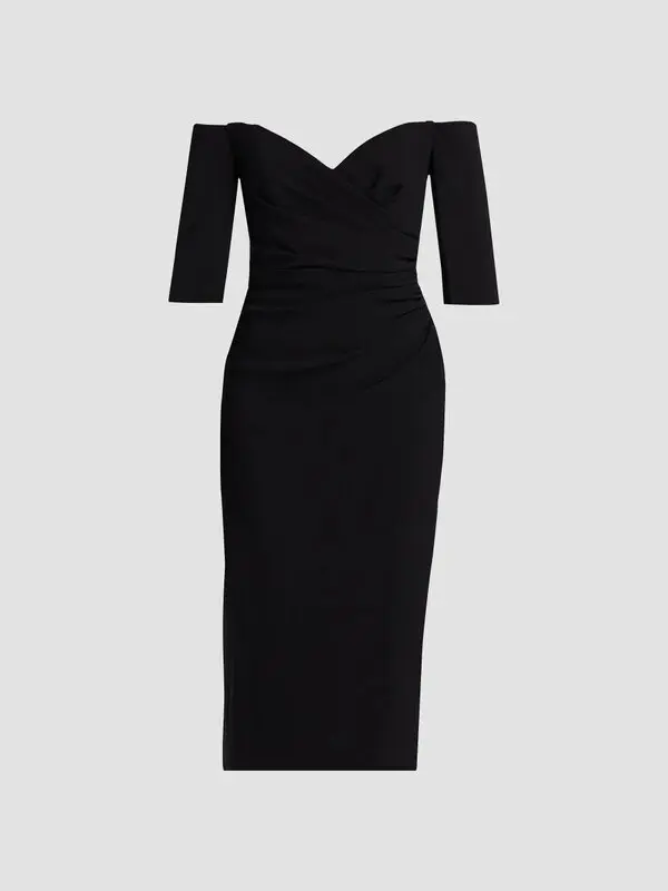 Amsale Off-the-shoulder Body-con Midi-dress