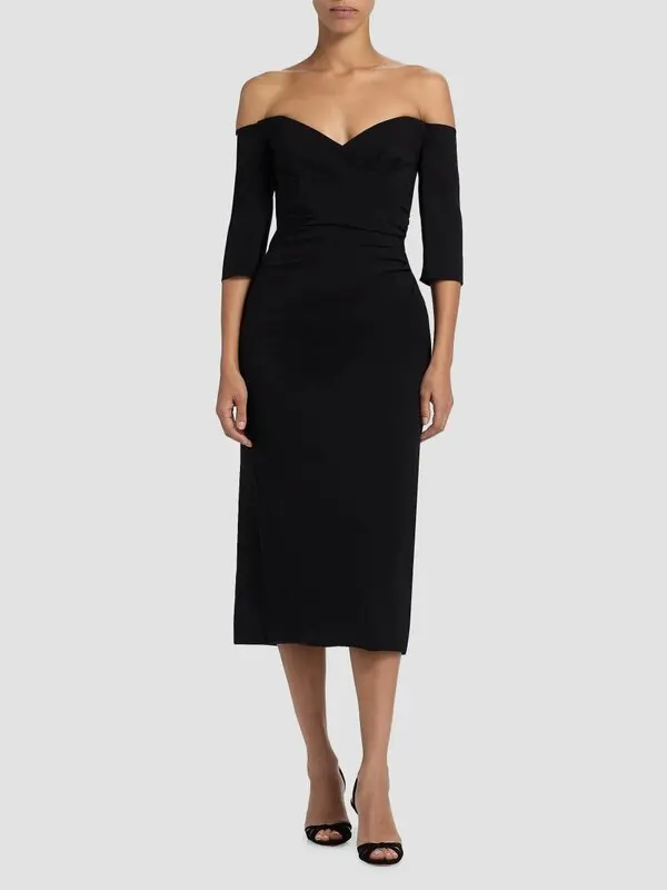 Amsale Off-the-shoulder Body-con Midi-dress