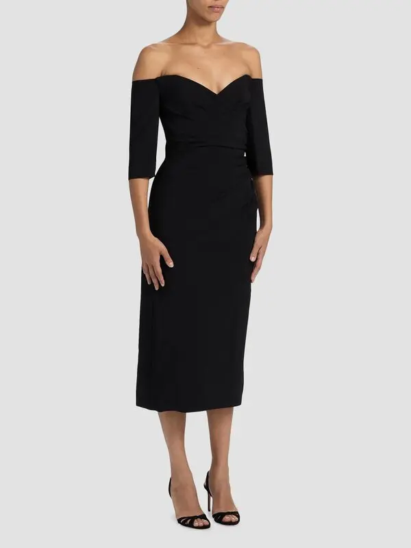 Amsale Off-the-shoulder Body-con Midi-dress