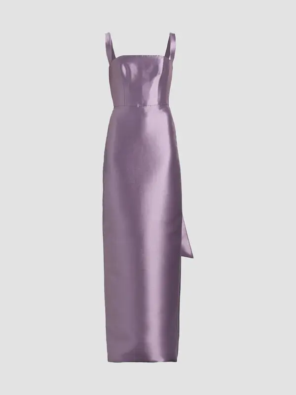 Amsale Satin Square-neck Column Gown