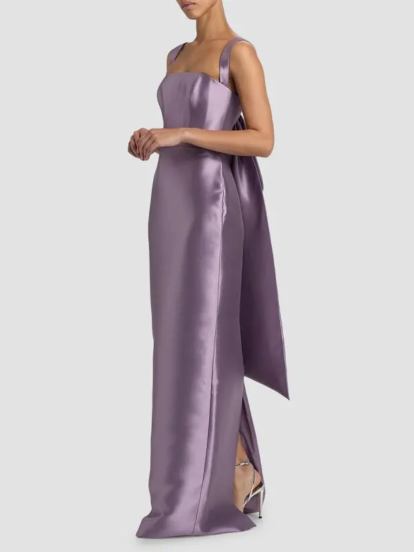 Amsale Satin Square-neck Column Gown