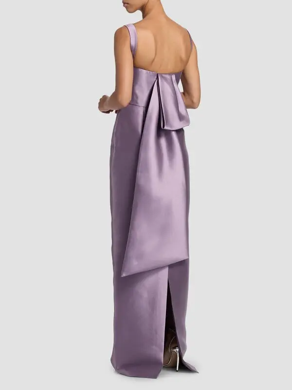 Amsale Satin Square-neck Column Gown