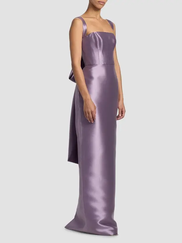 Amsale Satin Square-neck Column Gown