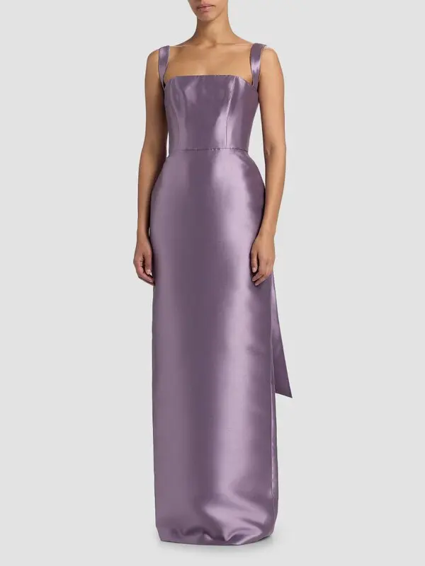 Amsale Satin Square-neck Column Gown
