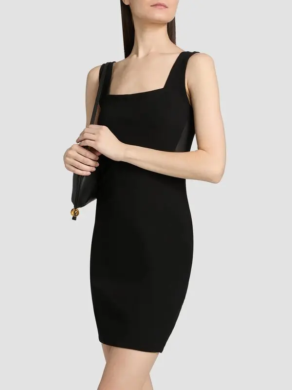 Victor Glemaud Square Neck Mesh Panel Minidress