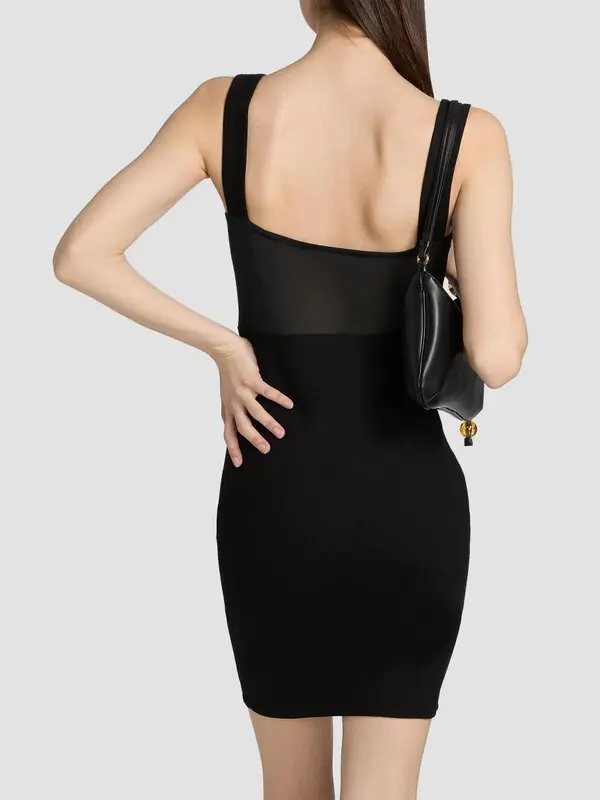 Victor Glemaud Square Neck Mesh Panel Minidress