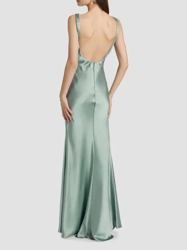 Amsale Satin Cowlneck Gown