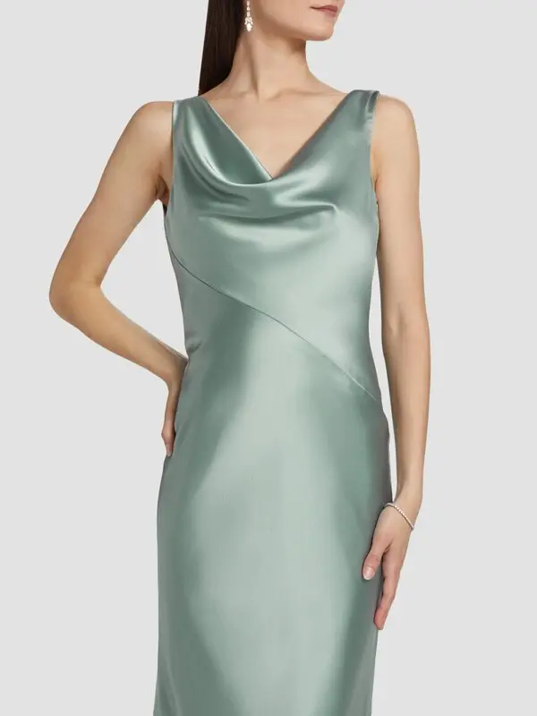 Amsale Satin Cowlneck Gown