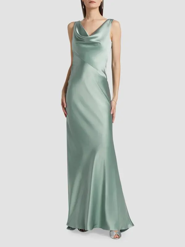 Amsale Satin Cowlneck Gown