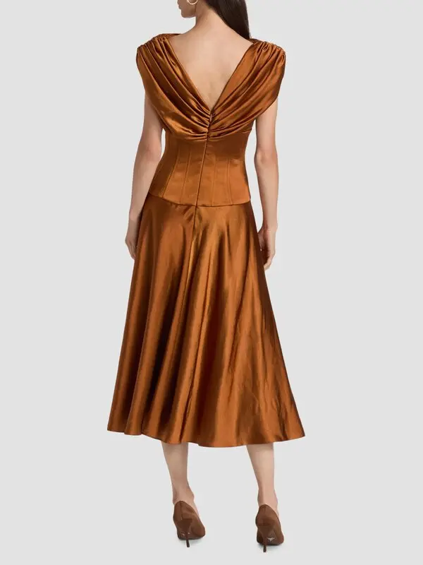 Amsale Satin Cowlneck Cocktail Dress