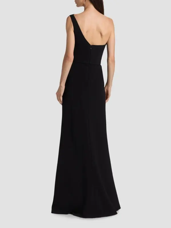 Amsale Draped One-shoulder Sheath Gown
