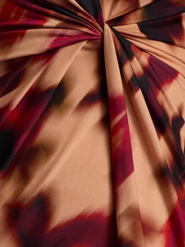 Amsale Printed Twist Maxi Dress