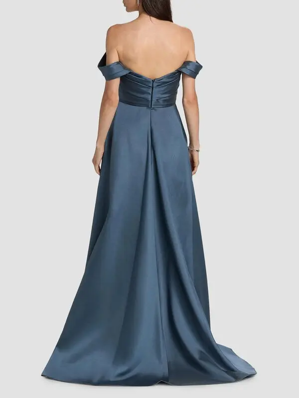 Amsale Satin Off-the-shoulder Gown
