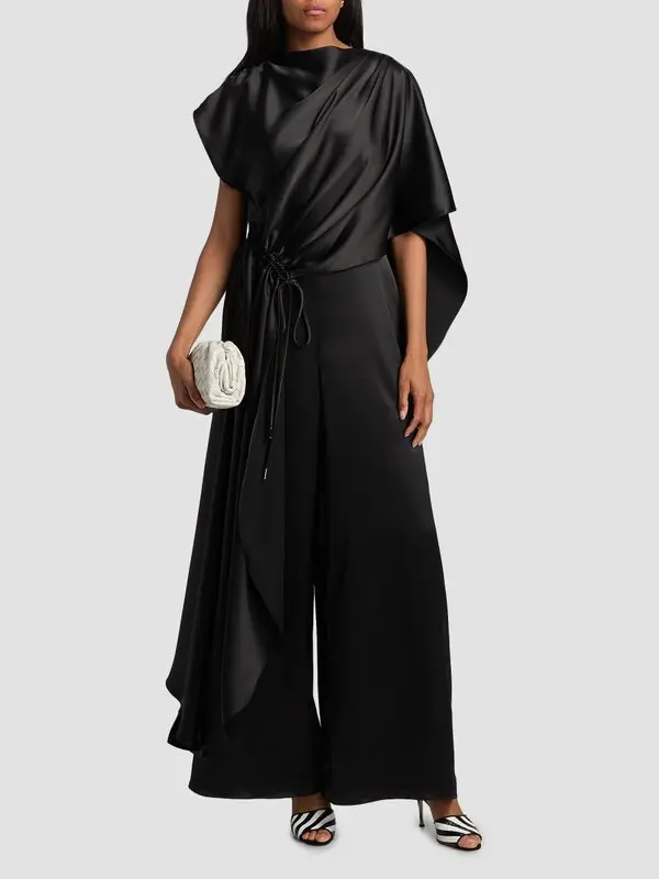 Amsale Draped Satin Jumpsuit