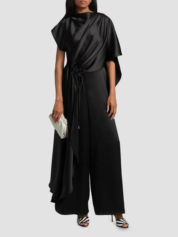 Amsale Draped Satin Jumpsuit