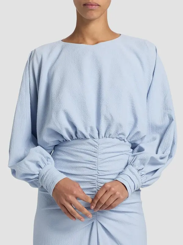 Amsale Gathered A-line Gown