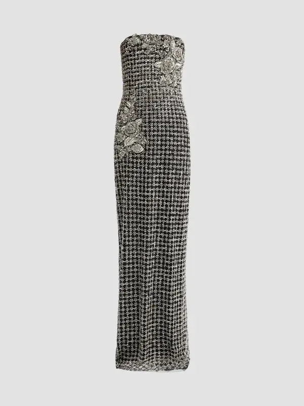 Carolina Herrera Chalet Crystal-embellished Strapless Column Gown