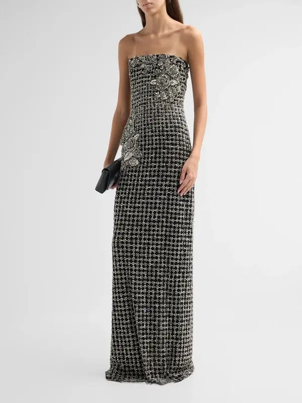 Carolina Herrera Chalet Crystal-embellished Strapless Column Gown