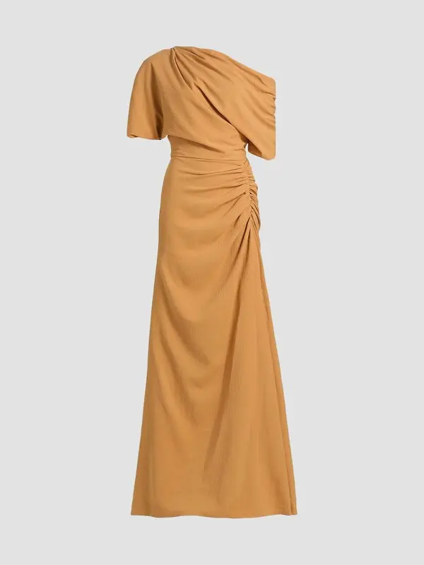 Amsale Asymmetric Ruched A-line Gown