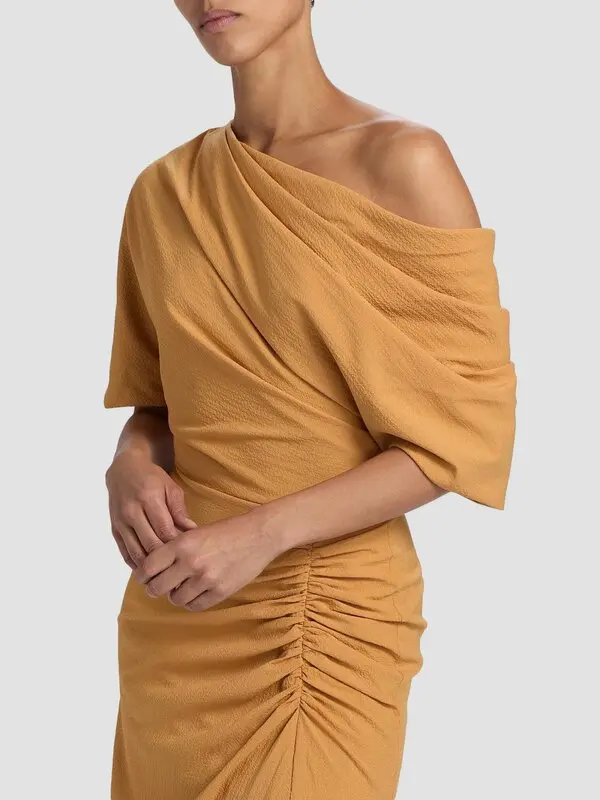 Amsale Asymmetric Ruched A-line Gown