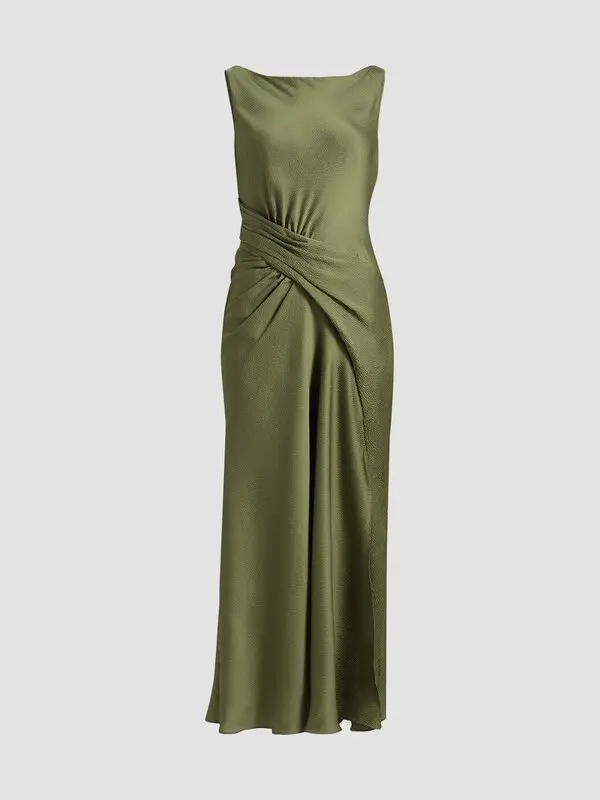 Amsale Gathered Satin Cocktail Dress