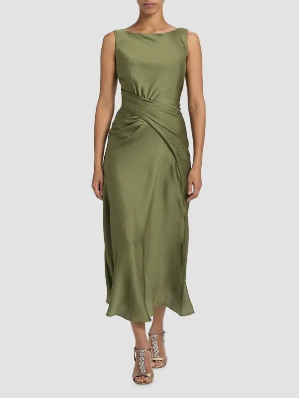 Amsale Gathered Satin Cocktail Dress