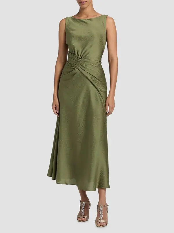 Amsale Gathered Satin Cocktail Dress