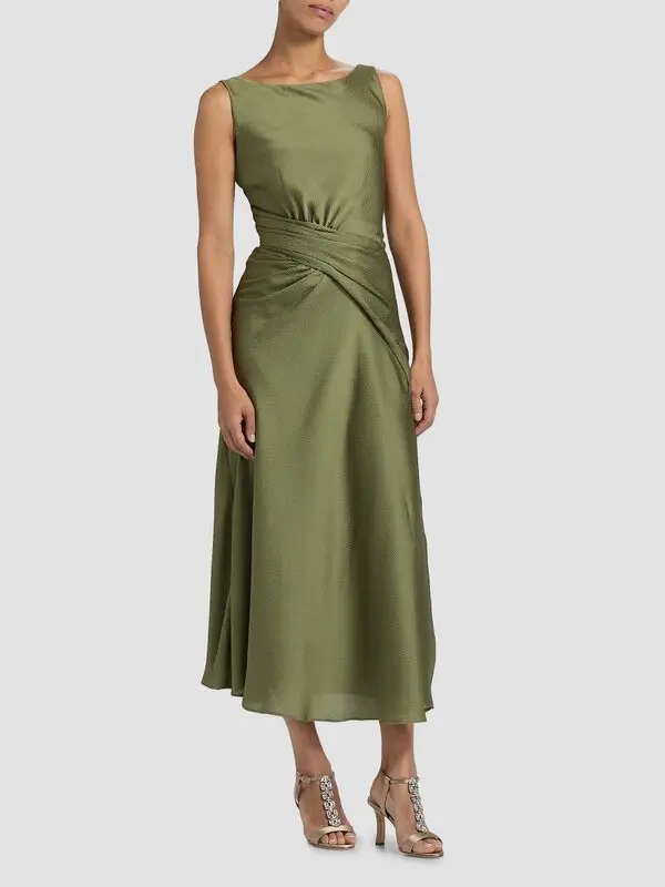 Amsale Gathered Satin Cocktail Dress