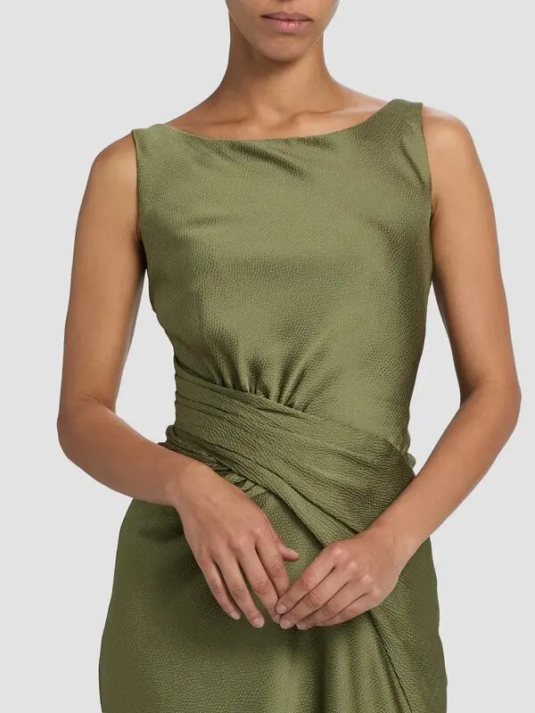 Amsale Gathered Satin Cocktail Dress