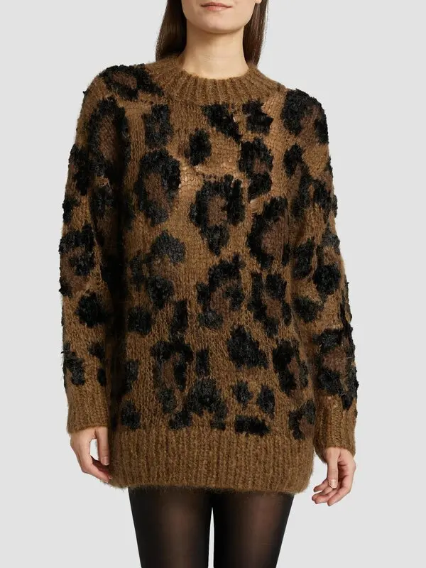 Junya Watanabe Leopard Pattern Wool-blend Sweater