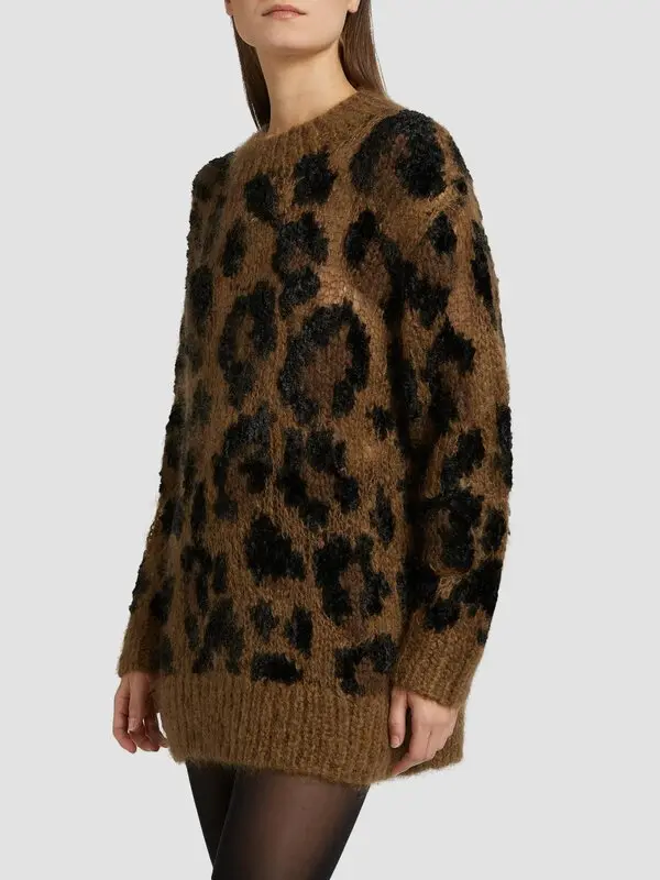 Junya Watanabe Leopard Pattern Wool-blend Sweater
