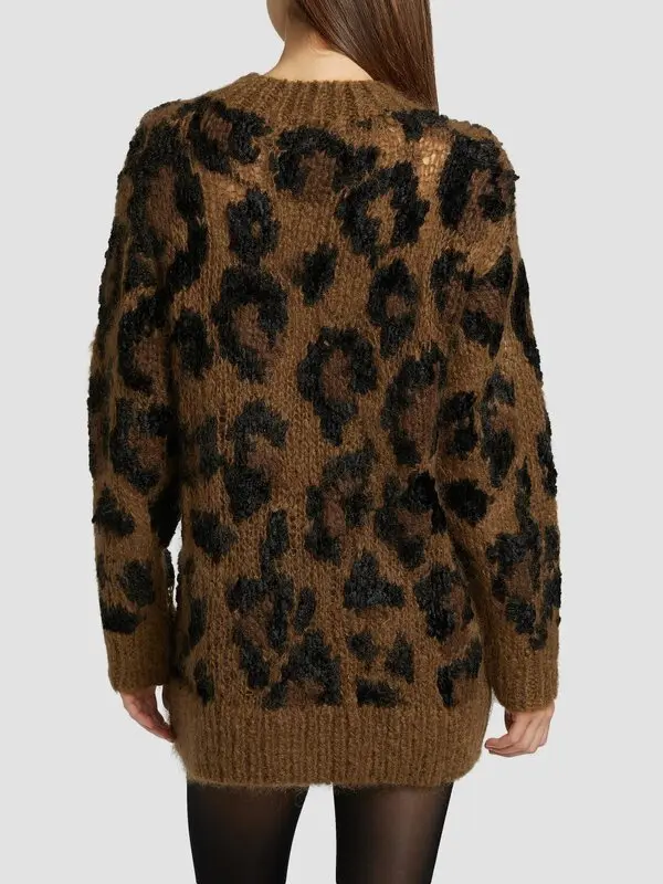 Junya Watanabe Leopard Pattern Wool-blend Sweater
