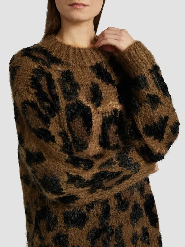 Junya Watanabe Leopard Pattern Wool-blend Sweater
