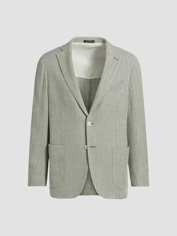 SAKS FIFTH AVENUE Collection Solid Herringbone Jacket - Green
