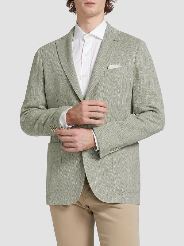 SAKS FIFTH AVENUE Collection Solid Herringbone Jacket
