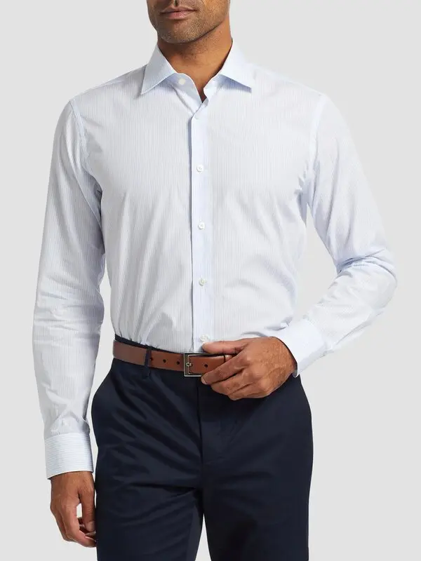 SAKS FIFTH AVENUE Striped Cotton Twill Dress Shirt