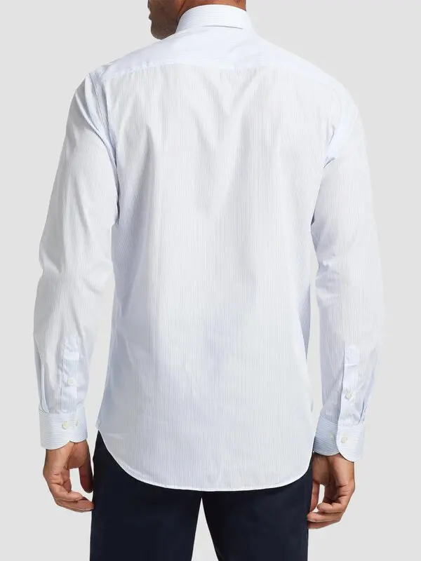 SAKS FIFTH AVENUE Striped Cotton Twill Dress Shirt