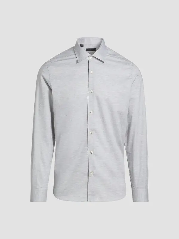 SAKS FIFTH AVENUE Heathered Cotton Dress Shirt - Grey