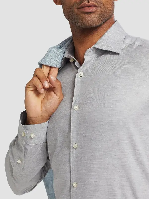 SAKS FIFTH AVENUE Heathered Cotton Dress Shirt