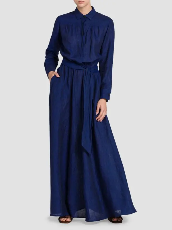 Kiton Linen Tie-waist Shirtdress