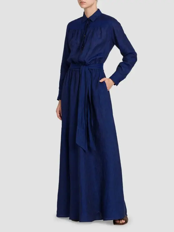Kiton Linen Tie-waist Shirtdress