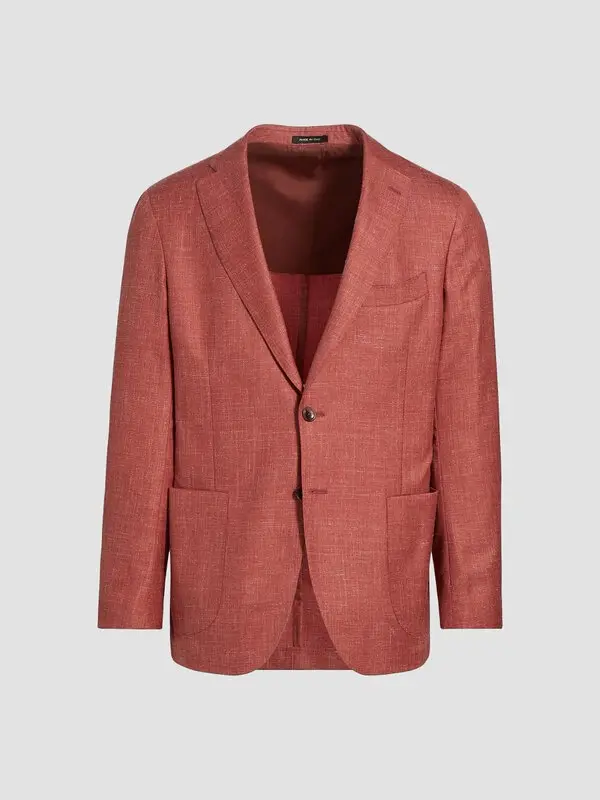 SAKS FIFTH AVENUE Collection Mélange Wool, Silk & Linen Blazer - Orange